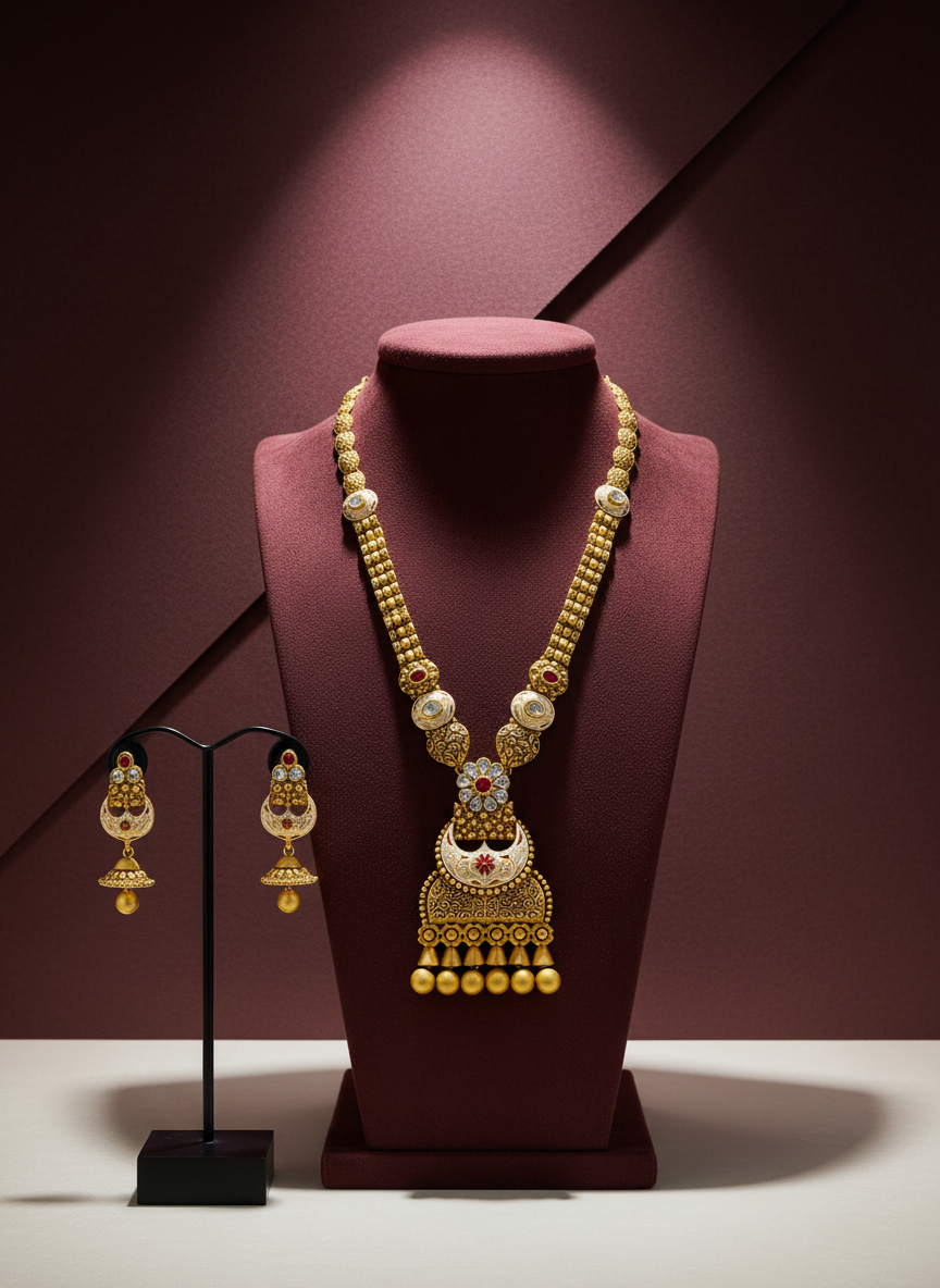 Mira Gold Necklace Set – LilavatiJewellers